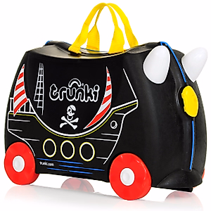 Trunki Ride-On Kids Suitcase | Tow-Along Toddler Luggage | Carry-On Cute Bag with Wheels | Kids Luggage and Airplane Travel Essentials: Pedro Pirate Ship Black
