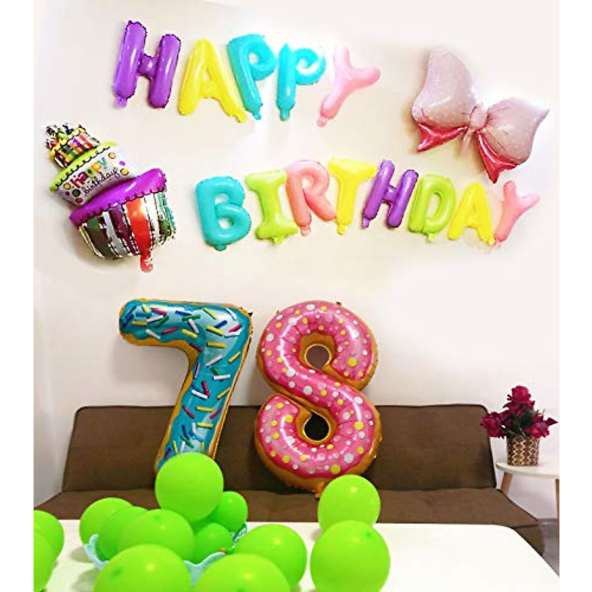 Number 7 Donut Balloon 40 Inches Large 7th Donuts Birthday Party Decorations Seven Donut Grow Up Themed Party Supplies 7 Sprinkle Party Decor for Girls Sweet Candy Ice Cream 7