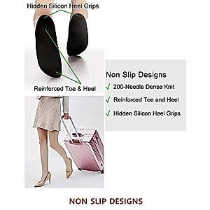 VERO MONTE 4 Pairs Non Slip No Show Socks (Black, 7-8.5) - Women Low Cut Socks