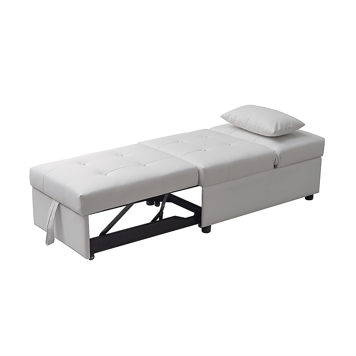Kings Brand Furniture - Multi-Function Ottoman, Sofa Bed Sleeper, Convertible Chair, White