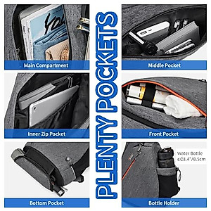 TUDEQU Sling Bag for Men Crossbody Backpack,8 Pockets Sling Backpack Mens Sling Bag,19L Sling Pack,One Strap Backpack for Men