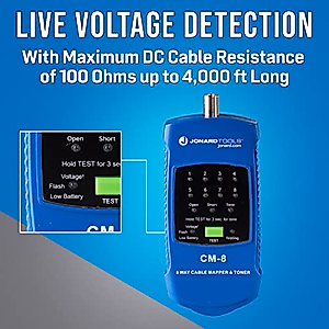 Jonard Tools CM-8 Coax Cable Mapper 8 Way and Toner Kit, For Testing Cables Up to 4,000' Long