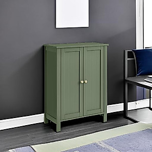 VASAGLE Bathroom Floor Storage Cabinet, Freestanding Bathroom Storage Unit with 2 Adjustable Shelves, 11.8 x 23.6 x 31.5 Inches, Forest Green UBCB060C01