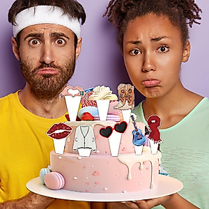 24 Pcs Popular Happy Birthday Era's Party Decorations Cupcake Toppers, Super Star Birthday Party Cake Decorations for Fans Celebration Party, Guitar Themed Party Supplies for Bachelorette Decorations