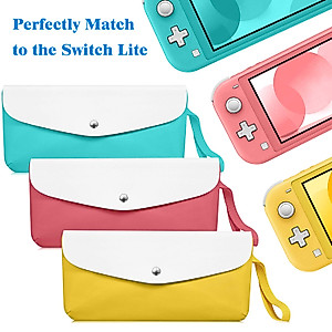Fintie Carrying Case for Nintendo Switch Lite 2019 - Portable Travel Bag Protective Sleeve Pouch w/Side Pocket, Game Card Slots, Holding Strap for Nintendo Switch Lite and Accessories, Living Coral