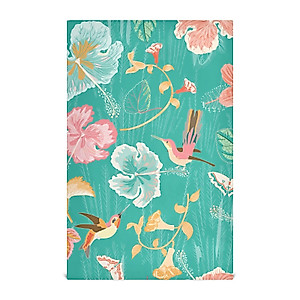 SLHKPNS Bright Hummingbird Butterflies Kitchen Dish Towel Set of 4, Hibiscus Floral Spring 18x28in Absorbent Dishcloth Reusable Cleaning Cloths for Household Use