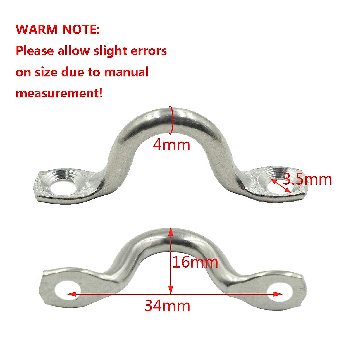 Hxchen 20Pcs M4 316 Stainless Steel Bimini Boat Top PAD Eye, Eye Straps, Tie Down, Kayak Deck Loops, Tie Down Anchor Point, footman's Loop for Kayak Canoe Rigging
