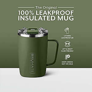 BrüMate Toddy - 16oz 100% Leak Proof Insulated Coffee Mug with Handle & Lid - Stainless Steel Coffee Travel Mug - Double Walled Coffee Cup (OD Green)