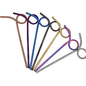 Hoshen 7Pcs Reusable Stainless Steel Curved Straws, Colorful Food-Grade Metal Straws, Beverage Straws, (With Two Cleaning Brushes), Suitable For 20/30 Ounce Tumblers