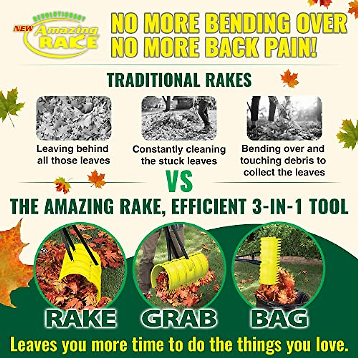 Amazing Rake Back Saving Garden Rake ― Leaf Rakes for Gardening ― Leaf ...