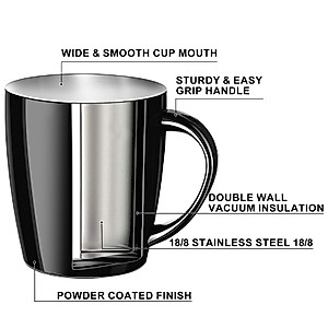PARACITY Insulated Coffee Mug Stainless Steel Coffee Mug with Lid Handle Double Wall Vacuum Travel Mug Camping Tumbler Cup Men Women 12 oz