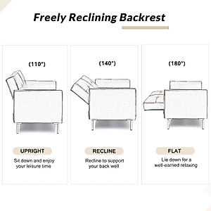 DEEF Linen Upholstered Modern Convertible Folding Futon Sofa Bed for Compact Living Space Apartment Dorm,Two Seat,White