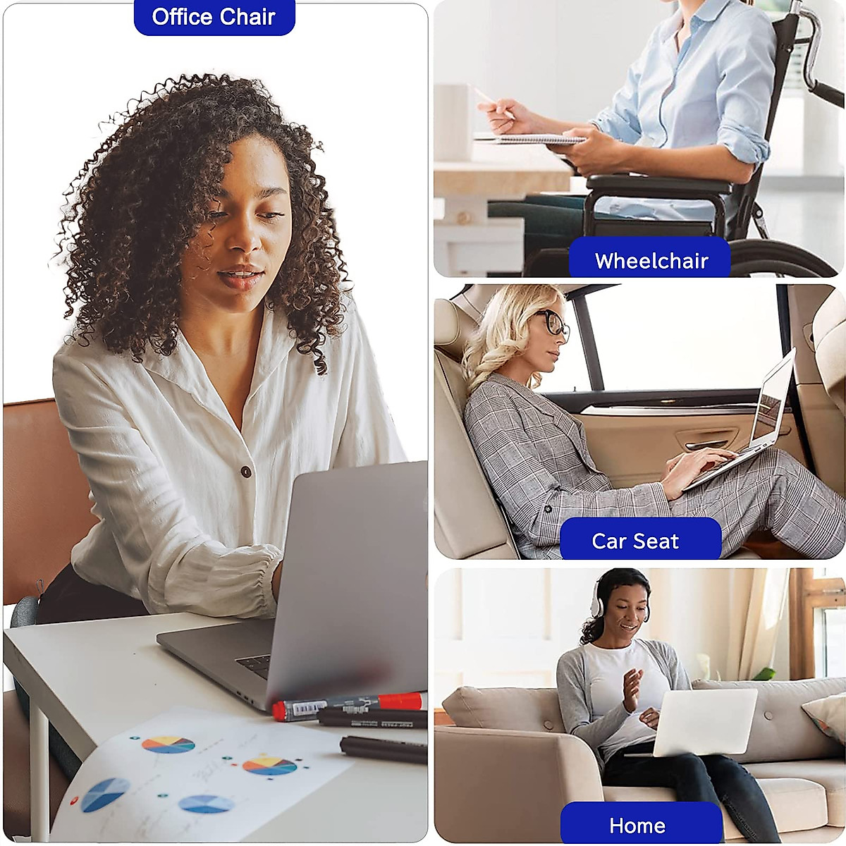 Homuno Large Memory Foam Seat Cushion for Office Chair Pressure Relief Sciatica & Tailbone Pain Relief Chair Pad for Long Sitting, for Office Chair, Gaming Chair and Car Seat (Gray)