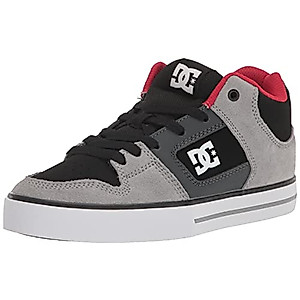 DC Men's Pure MID Casual Skate Shoe, Black/Grey/RED, 10