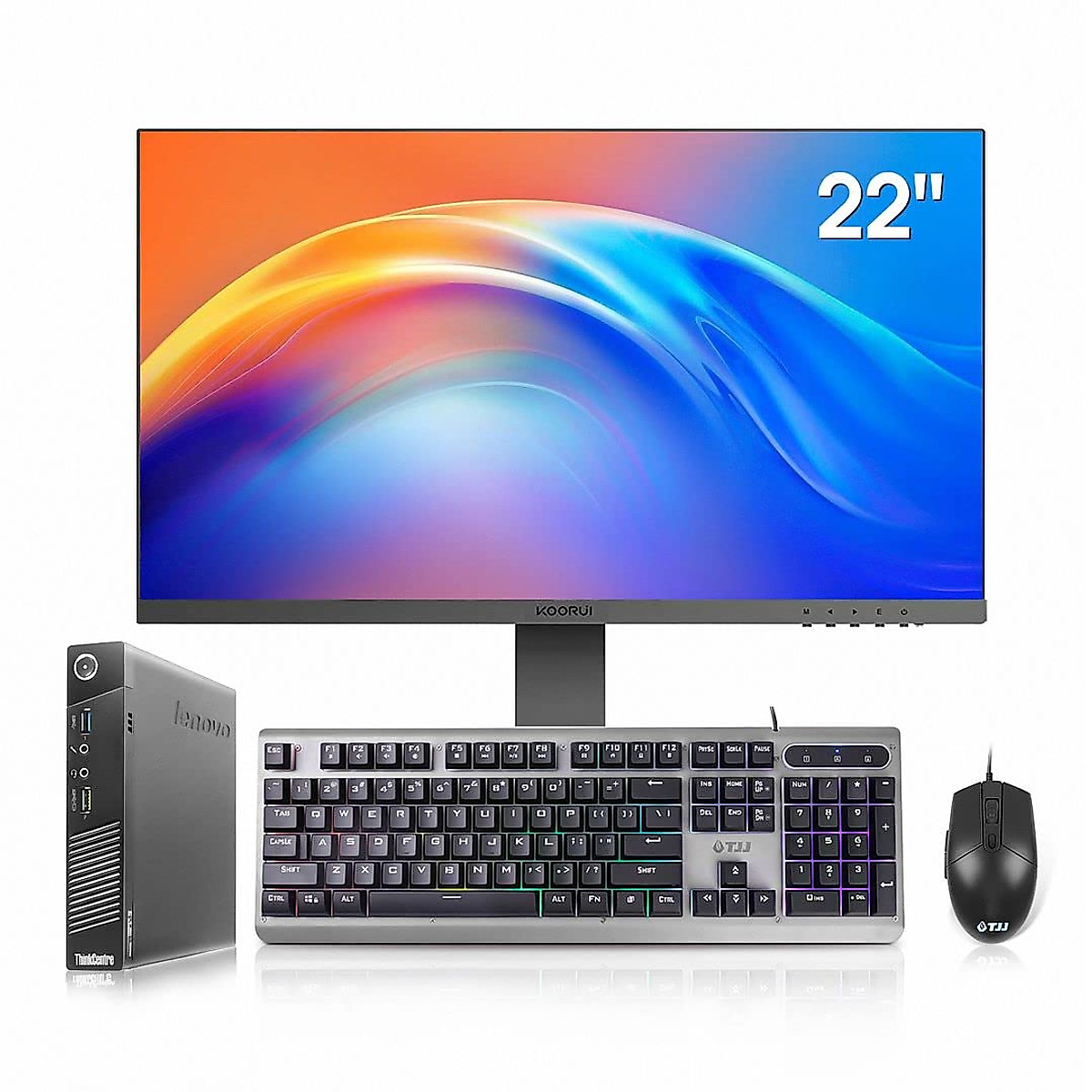 Lenovo Desktop Computer Tiny Micro PC with 22" Monitor,16GB RAM, New 2TB SSD, WiFi Bluetooth, RGB Keyboard Mouse, Windows 10 Pro (Renewed)