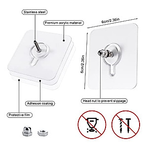 SAVITA 14pcs Adhesive Wall Screws Hanging Nails, No-Trace Sticker Free Screw, Wall Mount Hanging Nails Adhesive Wall Mount Screw for Kitchen Bathroom Wall Hanging（0.51inch）