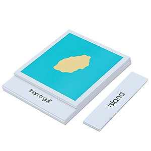 Kghios Land and Water Form Cards Set- Montessori Materials for Kids Geography Educational Tools Preschool Early at Home Learning Toys