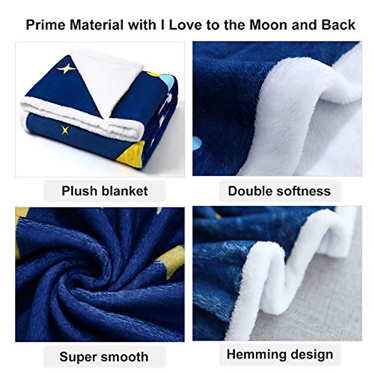 Zevrez I Love You to The Moon and Back Blanket, Soft Cute Kids Throw Blanket Birthday Gift for Girls Boys Adults Flannel Fleece Moon Blanket(Cartoon Moon, 48"x60")