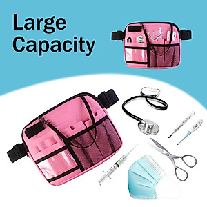 Nurse Fanny Pack for Women,qozabualy Utility Belt Bag Multi Compartment with Medical Tool Pockets, Nurse Accessories for Work & Nursing School Essentials（Pink）