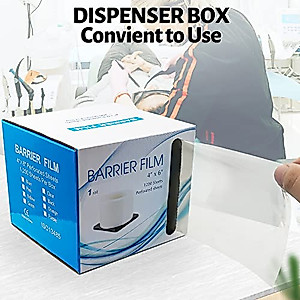 Keedolla Clear Barrier Film Tattoo Plastic Wrap Adhesive Tape Sheets, 4" x 6" Barrier Tape Dental Perforated Sheets Protective PE Film Disposable - 2 Rolls, 1 Roll of 1200 Sheets