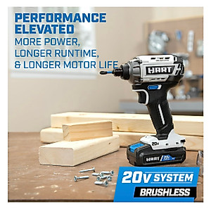 HART 20-Volt Cordless Brushless Drill and Impact Combo Kit with 10" Storage Bag, (2) 2.0Ah Lithium-Ion Batteries, HPCK252B