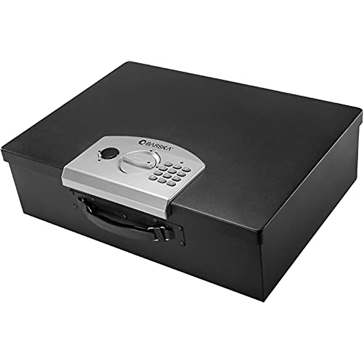 Barska Portable Digital Keypad Lock Box – Secure Travel Safe for Valuables, Steel Construction, Removable Tethering Cable, Backup Keys & Batteries Included