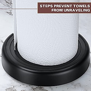 Paper Towel Holder Countertop, BESWEL Paper Towel Holder Stand, Black Weighted Base, Kitchen Towel Holder, Crystal Head, for Kitchen Bathroom