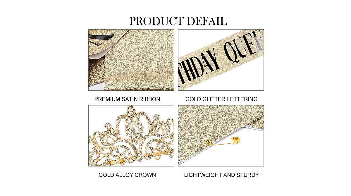 Birthday Queen Sash & Rhinestone Tiara Set for Women - Celebrate in Style