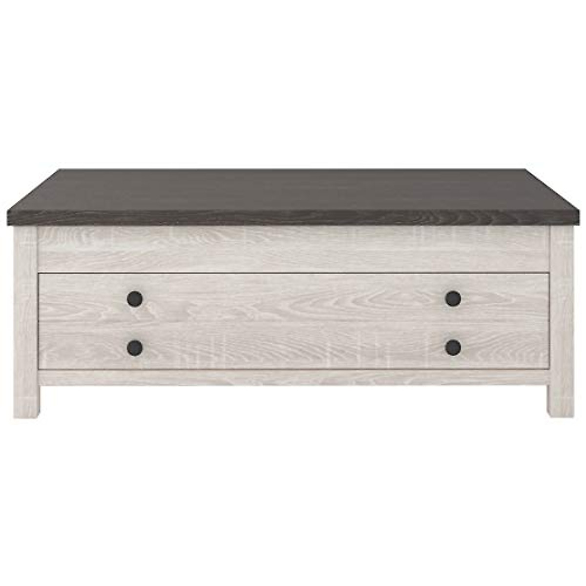 Signature Design by Ashley Dorrinson Farmhouse Lift Top Coffee Table with Storage, Antique White & Brown