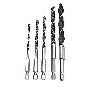 MUXSAM 5PCS Three Sharp Carbide Twist Chamfer Countersink Drill Bit Set Hole-Drilling Tool Kit 4/5/6/8/10mm