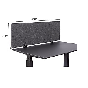 Stand Up Desk Store ReFocus Raw Clamp-On Acoustic Desk Divider Mounted Privacy Panel to Reduce Noise and Visual Distractions (Anthracite Gray, 47.25" x 16")