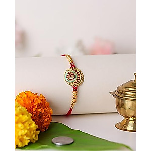 CHERKRAFT Rakhi Thread for Brother Men/Boy - Designer Rakhi with OM Symbol for Rakshabandhan (Pack of 1) (Design 4)