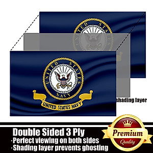 US Navy Emblem Flags 3x5 Outdoor Double Sided 3 Ply-United States Naval Military Flag Vivid Color Clear Pattern Reinforcement Sewing Durable Polyester with 2 Brass Grommets