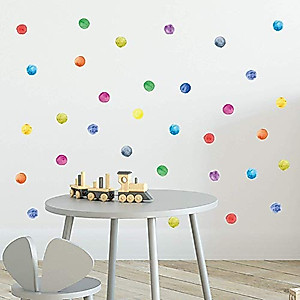 ROFARSO 120 Decals 2.2'' Colorful Dots Wall Decals Watercolor Polka Wall Stickers DIY Decoration for Kids Baby Boys Girls Teens Removable Home Decor for Nursery Bedroom Living Room Playing Room (Colorful-A)