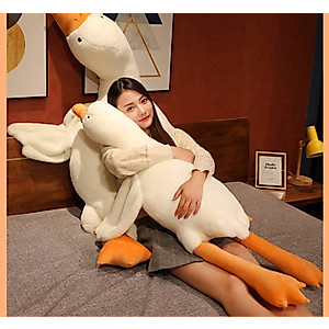 BXEBUI Giant White Goose Stuffed Animal, Very Big Huge Goose Plush Pillow Toy, Cute Duck Plush Throw Pillow (20 in)