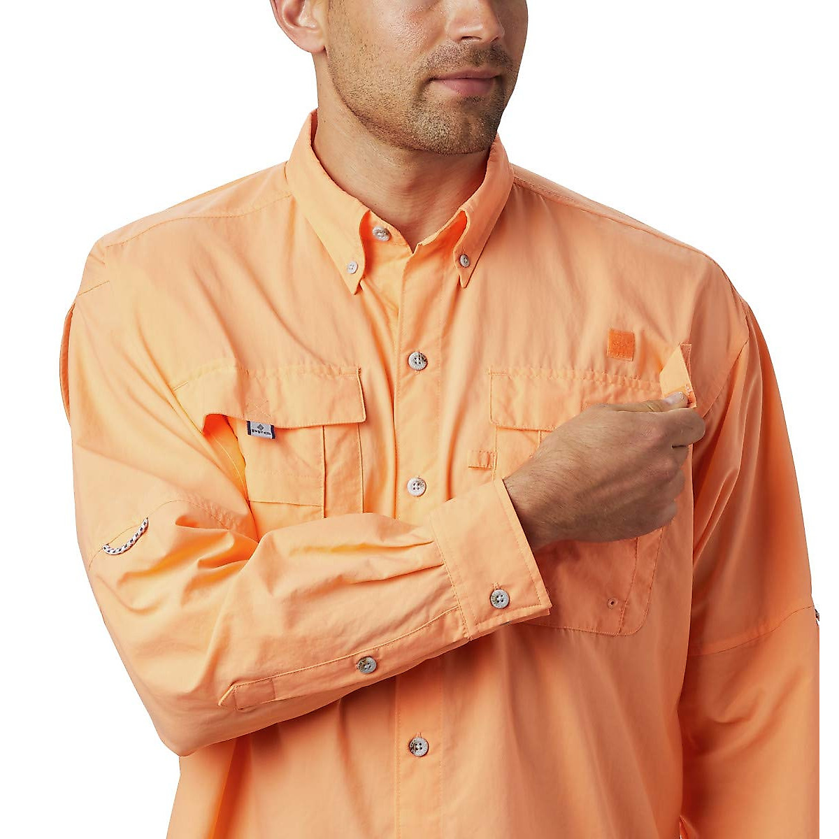 Columbia Men's Standard Bahama II Long Sleeve Shirt, Bright Nectar, Large