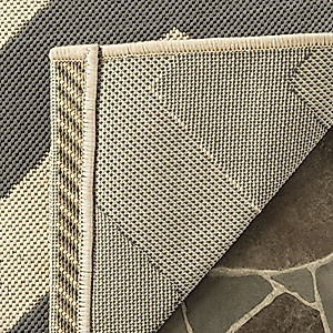 SAFAVIEH Courtyard Collection 4' Square Grey/Beige CY6244 Chevron Indoor/ Outdoor--Waterproof Easy--Cleaning Patio Backyard Mudroom Accent--Rug