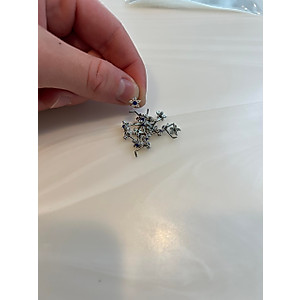 FIFTH CUE 20G 6 CZ Flower Top 316L Surgical Steel L Bend Stud Nose Ring (Clear/Blue)