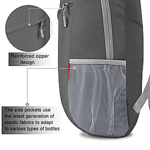 ZOMAKE 20L Packable Backpack:Lightweight Hiking Backpacks - Foldable Water Resistant Back Pack Packable Small Travel Day Pack for Camping Outdoor Hiking (Medium grey)