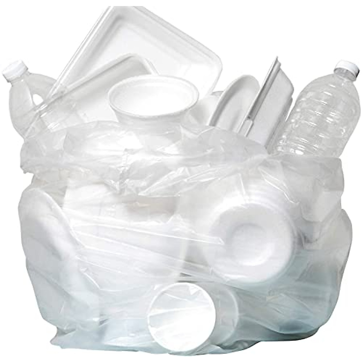 Aluf Plastics 12-16 Gallon Clear Trash Bags (1000 Count) - 24" x 33" - 8 Micron Equivalent High Density Value Garbage Bags for Bathroom, Office, Industrial, Commercial, Janitorial, Recycling