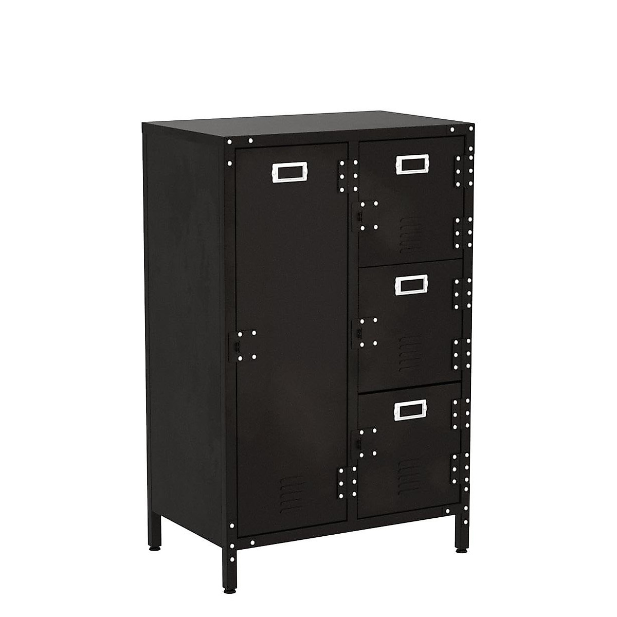 MIIIKO Steel Wardrobe Cabinet Locker, Rustic Metal Storage Cabinet with Shelf, Lockable Doors and Hanging Rod, Industrial Locker Cabinet for Living Room, Bedroom, Home Office and Club