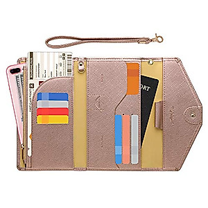 ZOPPEN Passport Holder for Women Travel Wallet Rfid Blocking Passport Cover Document Organizer Strap Ver.5, 07 Rose Gold