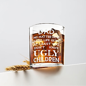 DAZLUTE Dad Gifts, Funny Whiskey Glass for Dad, Father’s Day Gifts Idea, Birthday Present Christmas Gifts for Dad Father Papa Daddy from Daughter Son, 10Oz Old Fashioned Glass