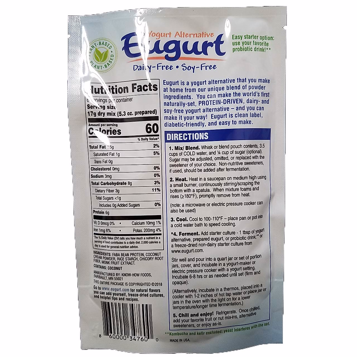 "Better Than Yogurt" Make At Home Mix (Dairy and Soy Free!) (Coconut, 2-Pack)