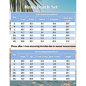 COOFANDY Men's 2 Pieces Shirt Set Short Sleeve Button Down Casual Hippie Holiday Beach T-Shirts Shorts Outfits (Navy Blue, Large)