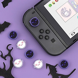 GeekShare 4PCS Cute Ghost Halloween Thumb Grip Caps,Soft Silicone Joystick Cover Compatible with Nintendo Switch/OLED/Switch Lite
