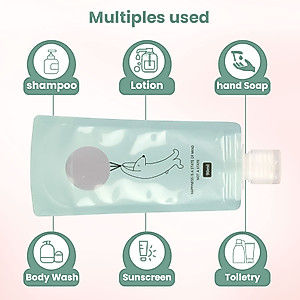 RONRONS 8 Pack Leak Proof Refillable Empty Containers,Squeezable Travel Bags Shampoo Lotion Bottle,90 ml / 3.04oz