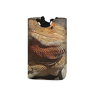 Laundry Basket Bearded Dragon Large Collapsible Laundry Hamper With Handle Self Standing Portable Fabric Folding Dirty Washing Bin Storage Tote Bag