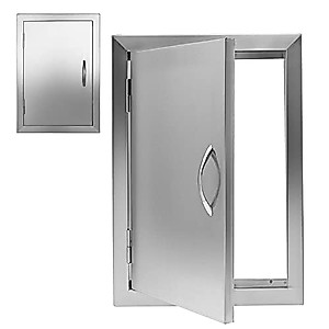 BBQ Future Stainless Steel Outdoor Kitchen Door 14W x 20H Inch, Cabinets Vertical Single Access Doors for Grilling Station or Commercial BBQ Island, Outside Grill Door with Magnet