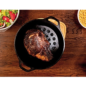 Lodge Seasoned Cast Iron Dutch Oven Bundle - 12 Inch Deep Camp Oven, Meat Rack/Trivet, Pre-Seasoned (8QT/8 inch)